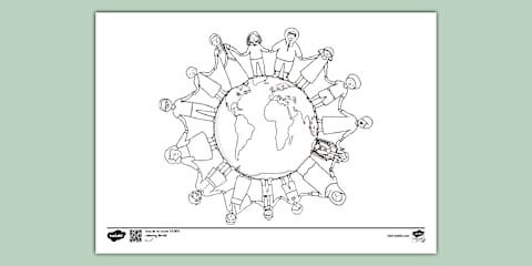 Around the World Colouring Page