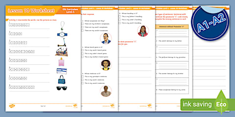 ESL Curriculum Level 4, Lesson 9 Worksheet