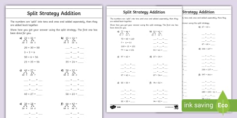 Split Strategy Multiplication Activity Sheets