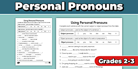 Using Personal Pronouns 'I' or 'Me' Worksheet