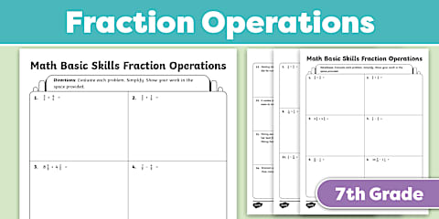 The Four Operations with Fractions Display Poster