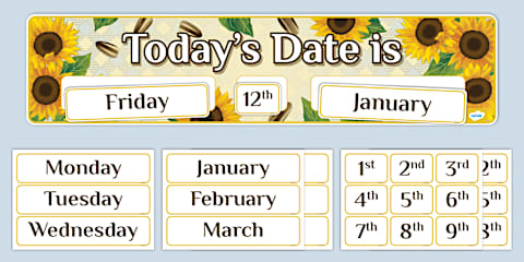 Sunflower-Themed Classroom Birthday Chart Poster