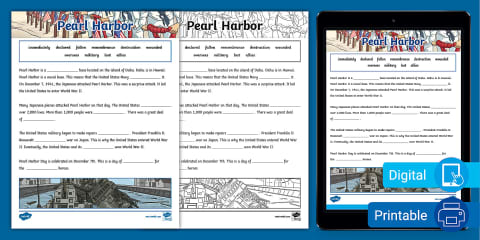 Pearl Harbor Facts Study Handout for 3rd-5th Grade