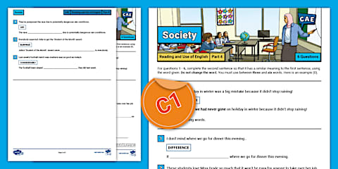 C1 Advanced (CAE) - Reading and Use of English Part 4 - Practice Sheet ...