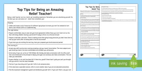 Relief Teaching Feedback Form