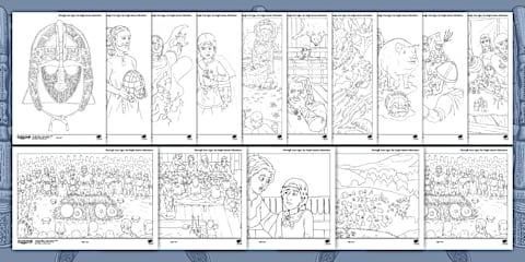 Anglo-Saxon Collage Colouring Page
