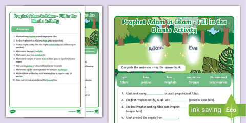 The Story of Prophet Adam in Islam Sequencing Flashcards