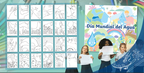 Pancarta colaborativa: Cuidemos los océanos - Día Mundial del Agua