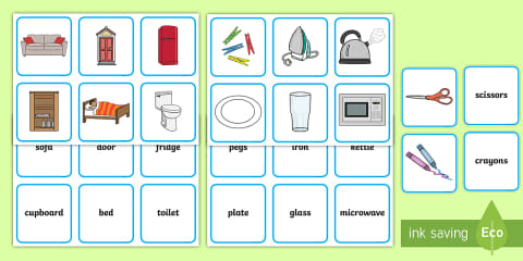 ESL/EFL Parts of a House Vocabulary Cards