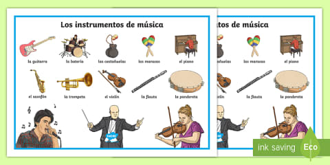 Musical Instruments Word Search Spanish
