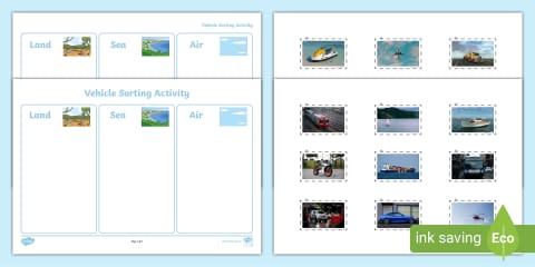 Land, Air and Water Transport Vocabulary Mat