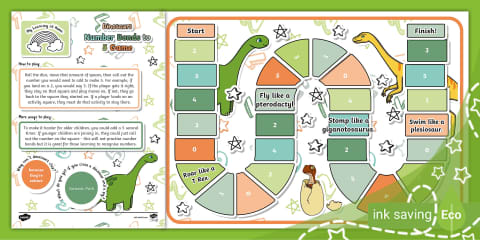 Hide-a-Saurus Number Bonds to 5 Colouring Activity Sheet