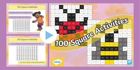100 Square Splat - 100 Number Splat Squares Year 1