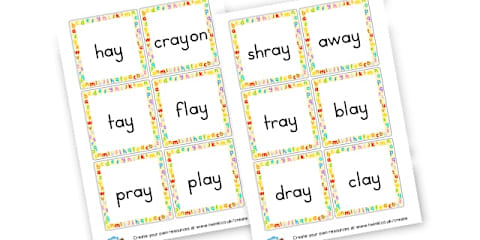 Grade 2 Phonics: ay Word Wall Cards