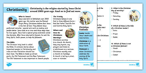 KS1 Christianity Symbols Fact File and Quick Quiz