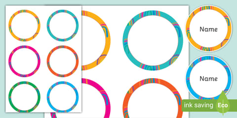 Watercolour-Themed Editable Circle Labels