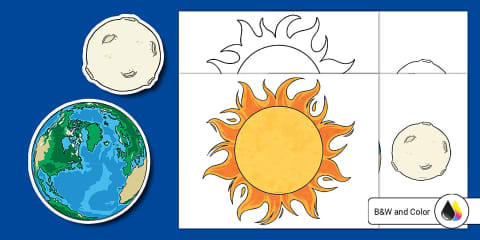Moon and Sun Compare and Contrast Worksheet for K-2nd Grade