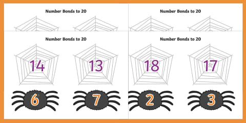 Halloween Number Bonds to 20 on Spiders and Webs (Australia)