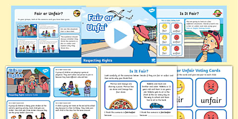 Fair and unfair situations sorting activity with pictures and Teacher ...