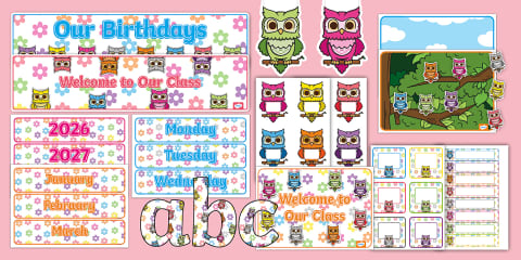Adorable Owl Theme Classroom Decor Pack