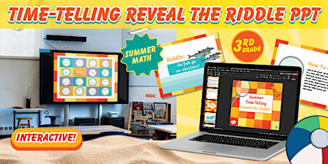 Third Grade Summer Even or Odd Reveal the Riddle Math Assessment PowerPoint