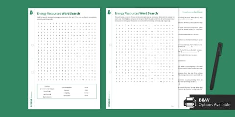 Energy Resources Crossword