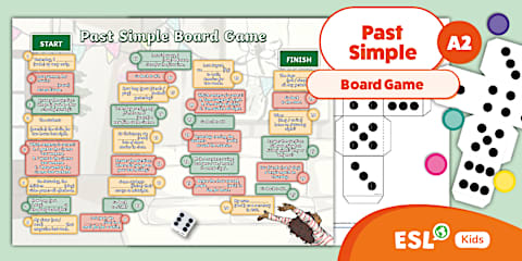 ESL Irregular Simple Past Verbs Board Game [Kids, A2]