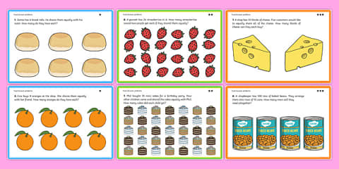 Sharing into Equal Groups Maths Challenge Cards