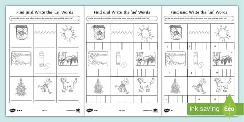 ‘ue’ Sound Cut and Stick Worksheet - Phonics Resource