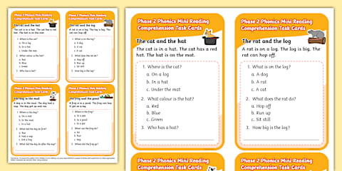 Phase 3 Phonics Mini Reading Comprehension Task Cards