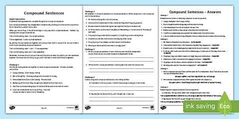 Making Compound Sentences Using FANBOYS Worksheets | Primary