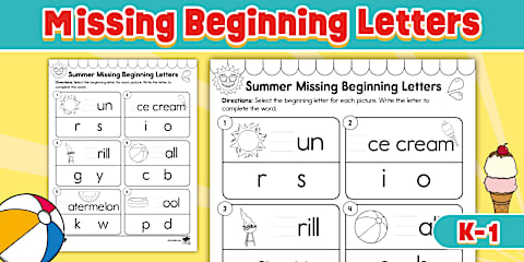 Spring Vocabulary Beginning Sounds Worksheet for PreK-K