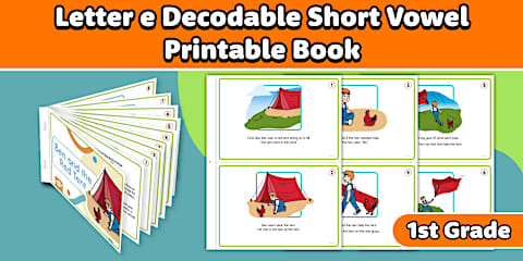 First Grade Letter u Decodable Short Vowel Printable Book