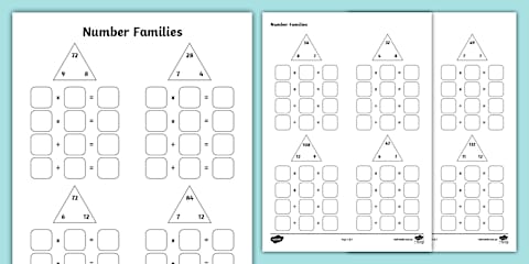 Blank Fact Family Houses Multiplication and Division