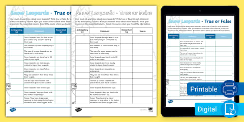 Snow Leopards Cloze Worksheet