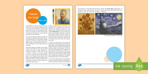 Vincent Van Gogh Fact Cards - Art - Famous Artists - Twinkl