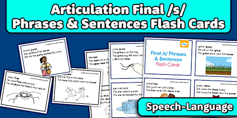 Articulation Initial /s/ Phrases and Sentences Flash Cards for SLP