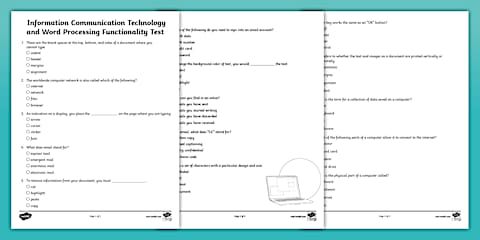 Editable Computer Clues: Word Processing Worksheet for K-2nd Grade