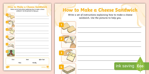 How to Make a Jam Sandwich Instruction Writing Template