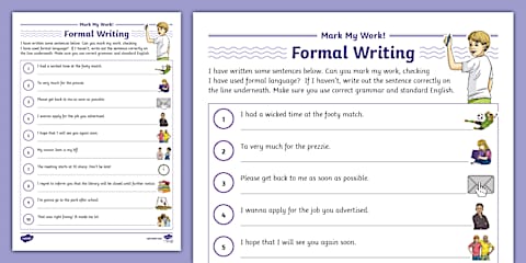 Formal and Informal Speech Worksheet