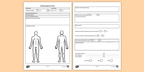 Body Map Template Accident Form Activity