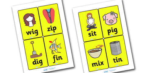 CVC Word Cards E for Visually Impaired