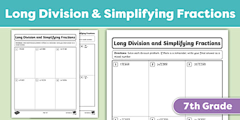 Sixth Grade Math Basic Skills Long Division Practice Worksheet