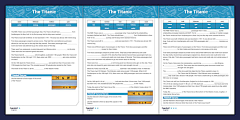 Retelling the Story of the Titanic Writing Frames