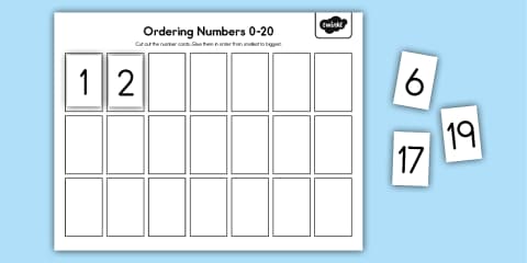 Winter Number Match-up Cut and Paste Worksheet