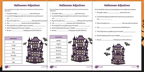 Halloween Adjectives Activity sheet