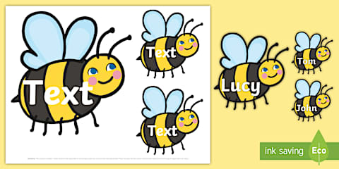 Editable Busy Bee Name Cut-Outs