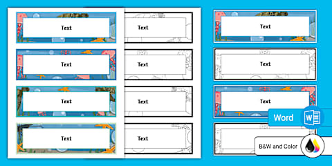 The Great Barrier Reef Themed Name Labels