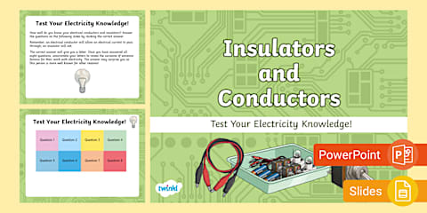 Conductors and Insulators Worksheet - Science