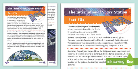 International Space Station Poster and Labelling Activity